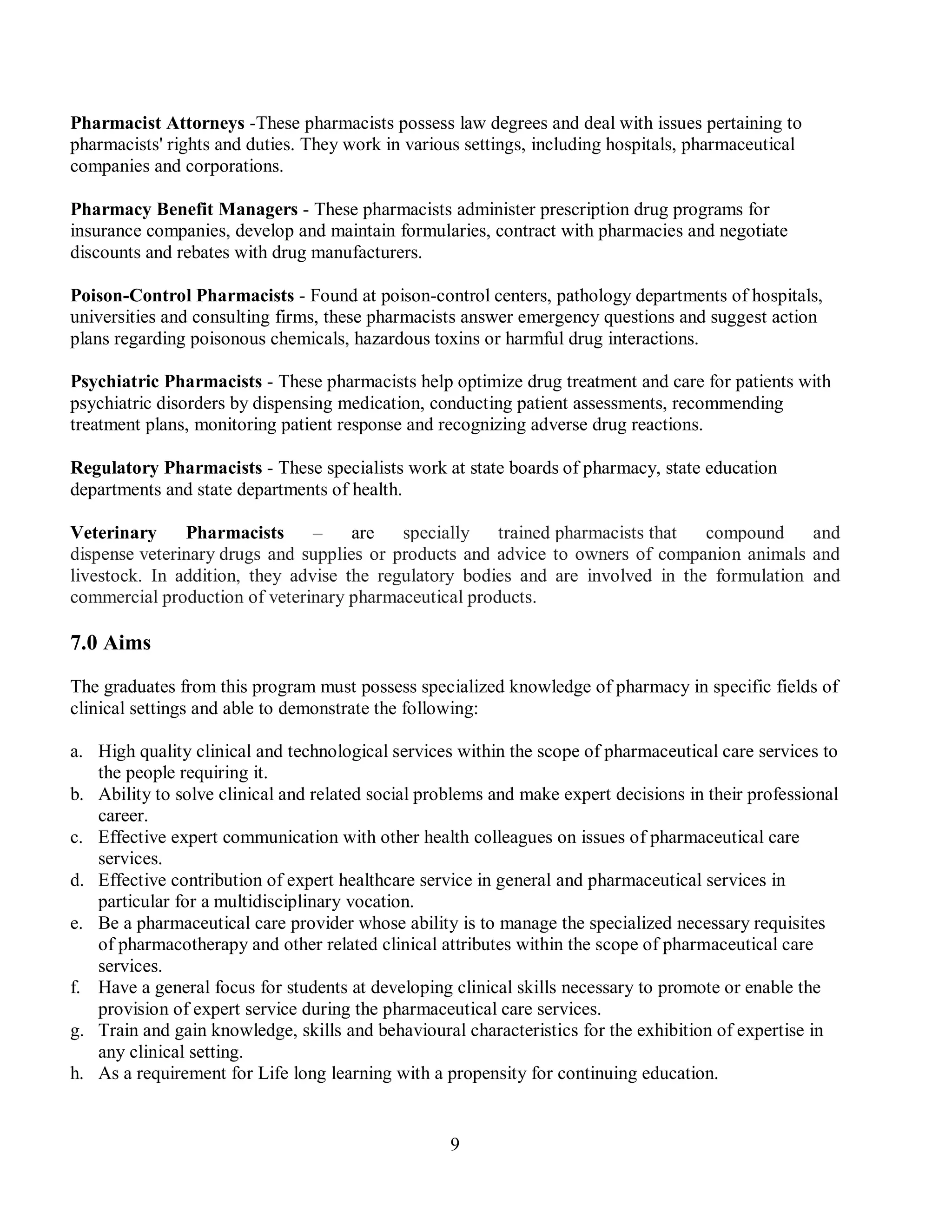 Curriculum mc pharm-unza - finalcopy | PDF