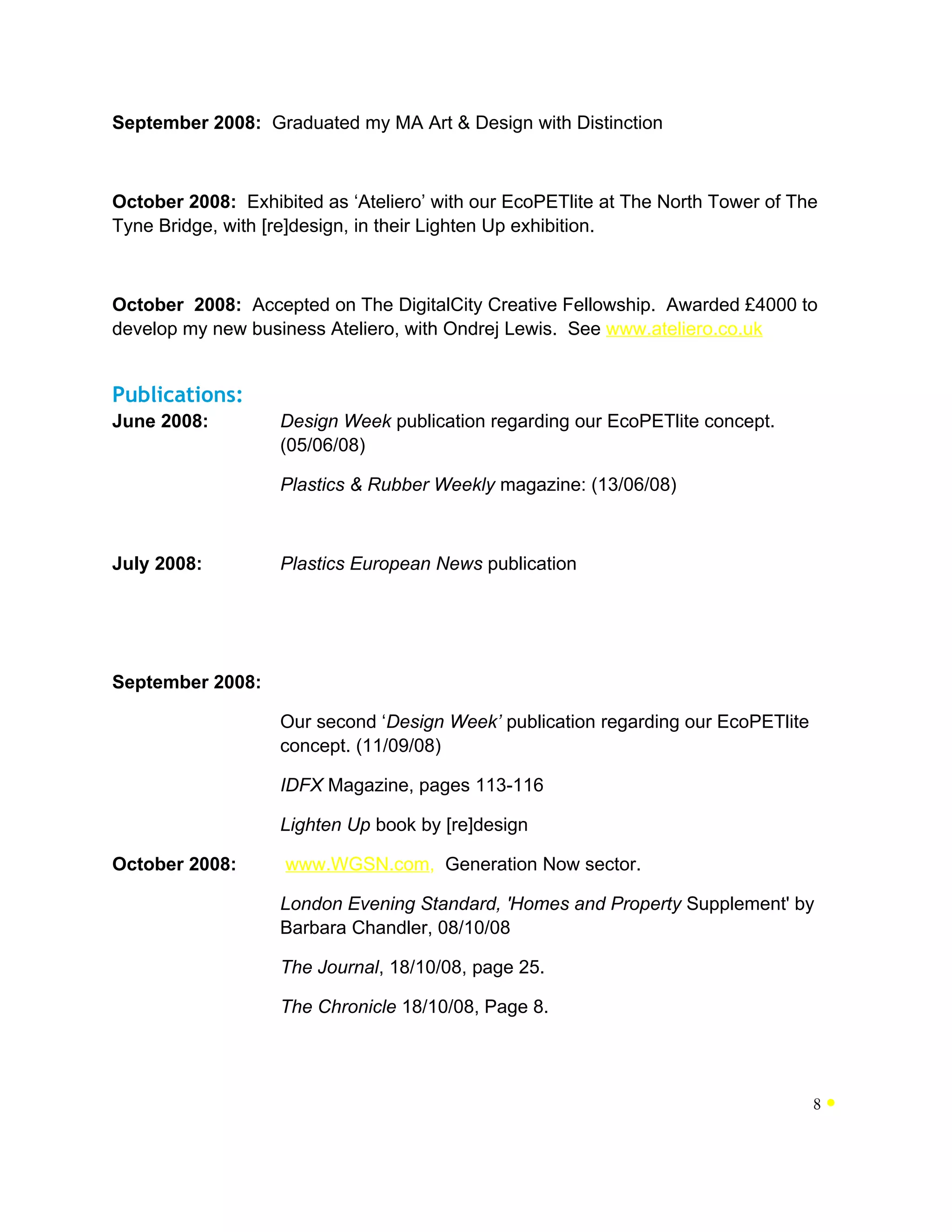 Joanne Riddle - Curriculum Vitae - October 2008 | DOC