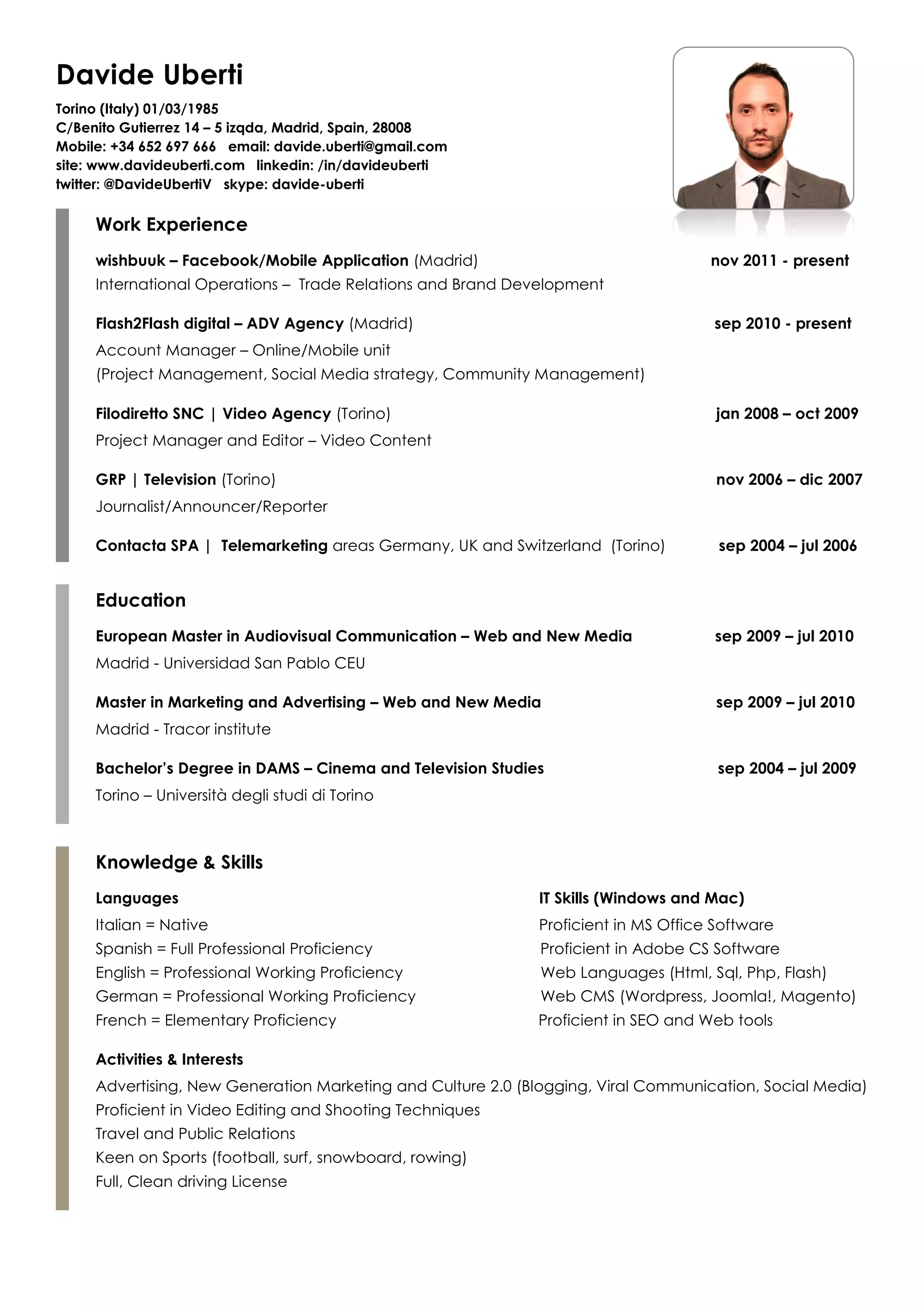 Curriculum vitae davide-uberti | PDF