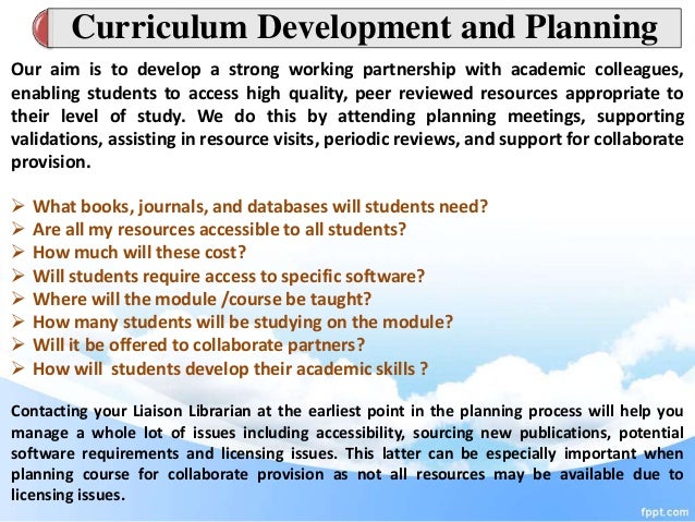 Curriculum Development Planning and implementation