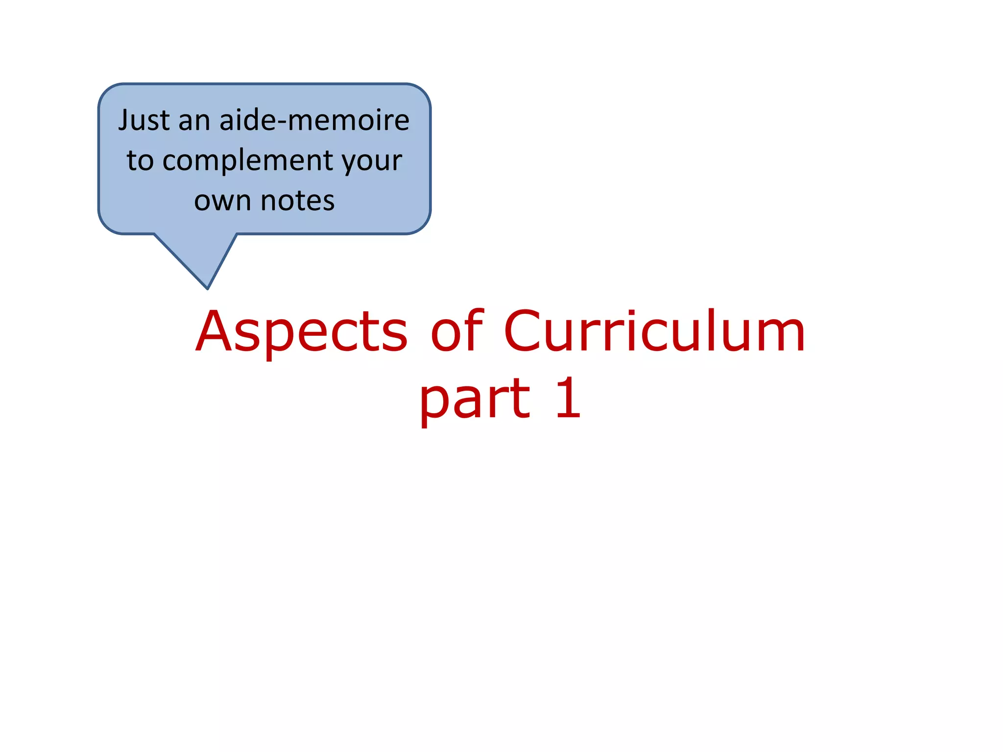 Aspects of curriculum | PPTX