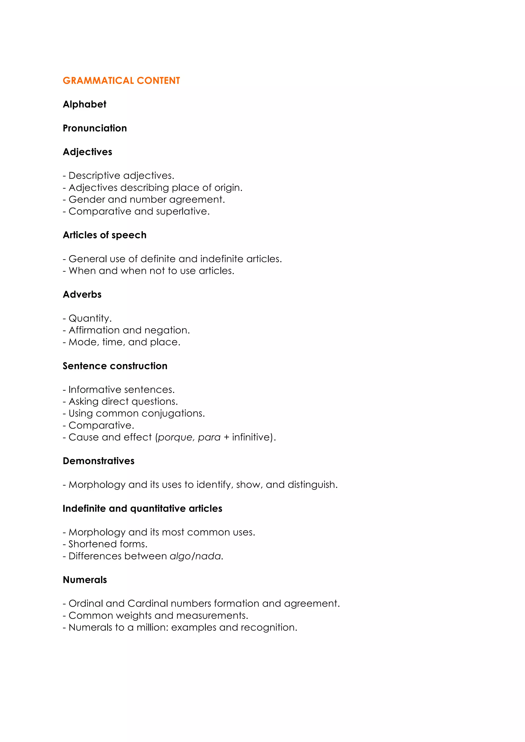 Spanish course_Curriculum for total beginners (A1) | PDF | Education