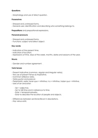 Spanish course_Curriculum for total beginners (A1) | PDF | Education