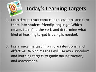Curriculum And Instruction Session 3 Learning Targets[1] | PPT ...