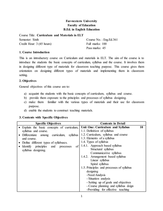 Curriculum and materials in elt | PDF
