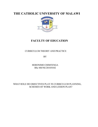 Curriculum assignment 3 _ role of objectives | PDF