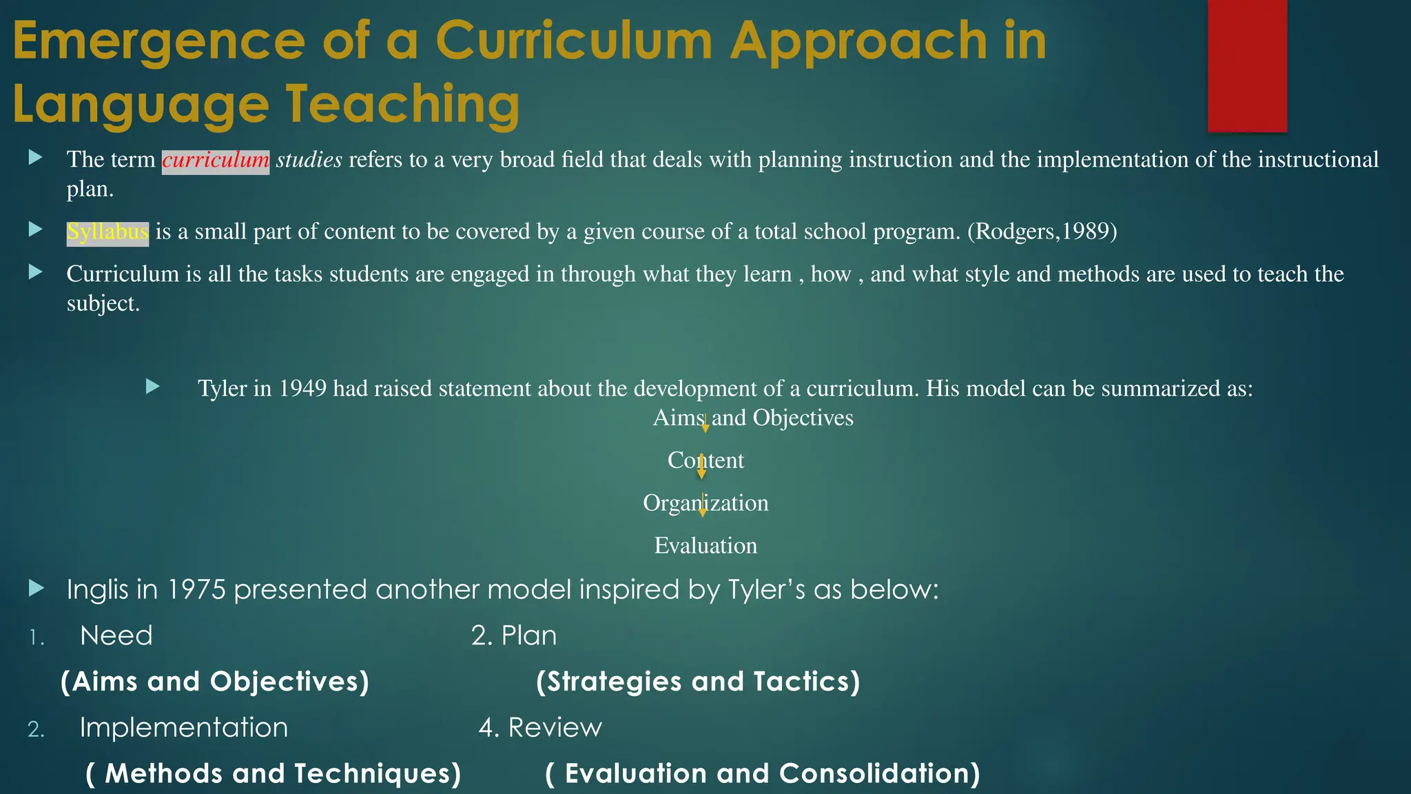 Curriculum development in Language Teaching | PPTX