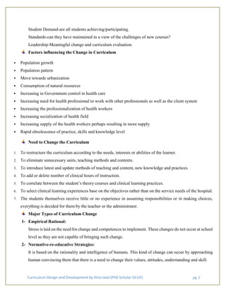 Curriculum change/ Curriculum Change Process / Issues in Curriculum Change | PDF