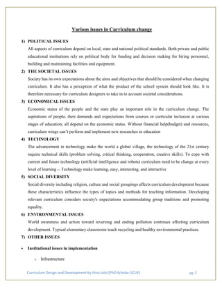 Curriculum change/ Curriculum Change Process / Issues in Curriculum Change | PDF