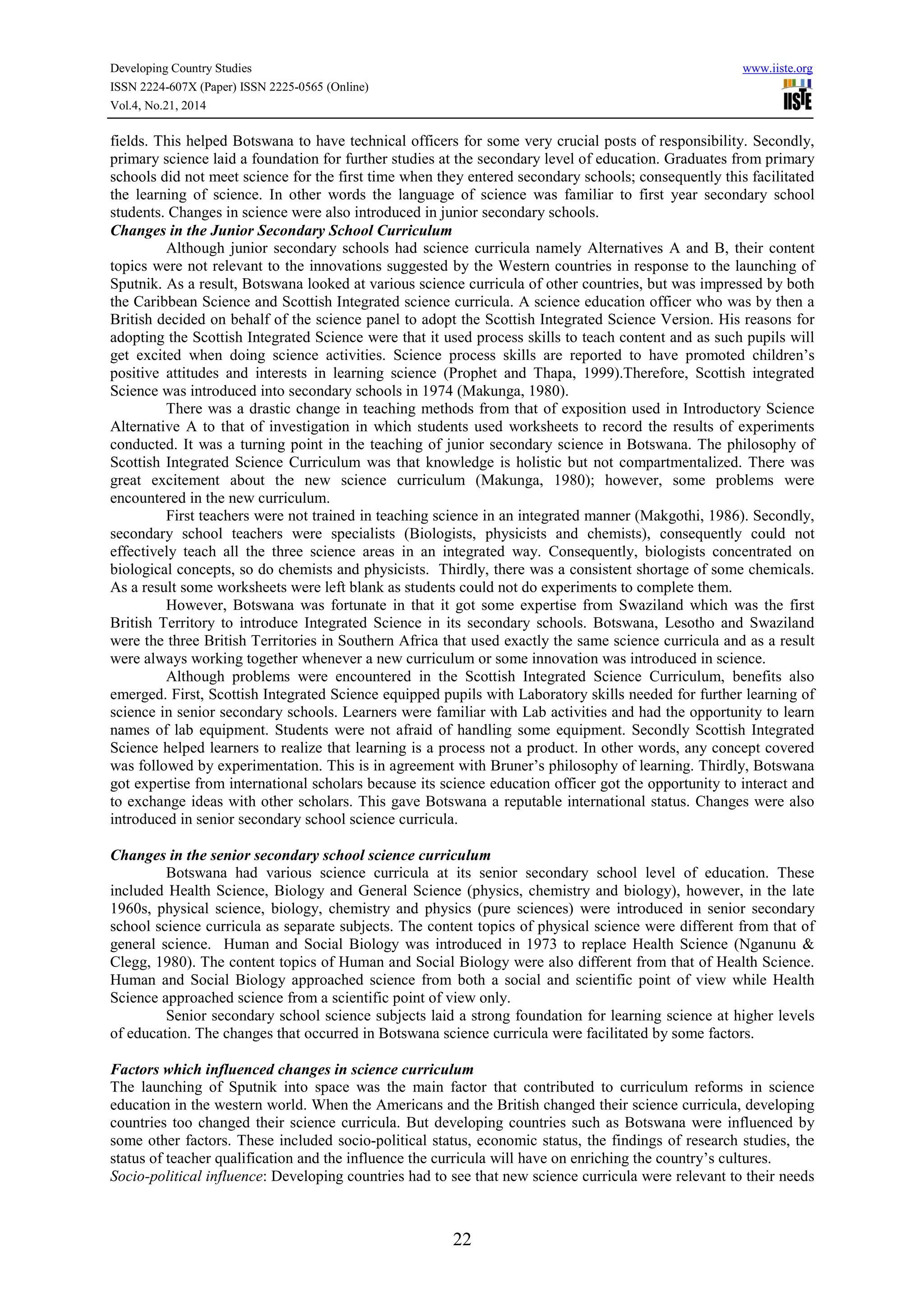 Curriculum change in science education | PDF