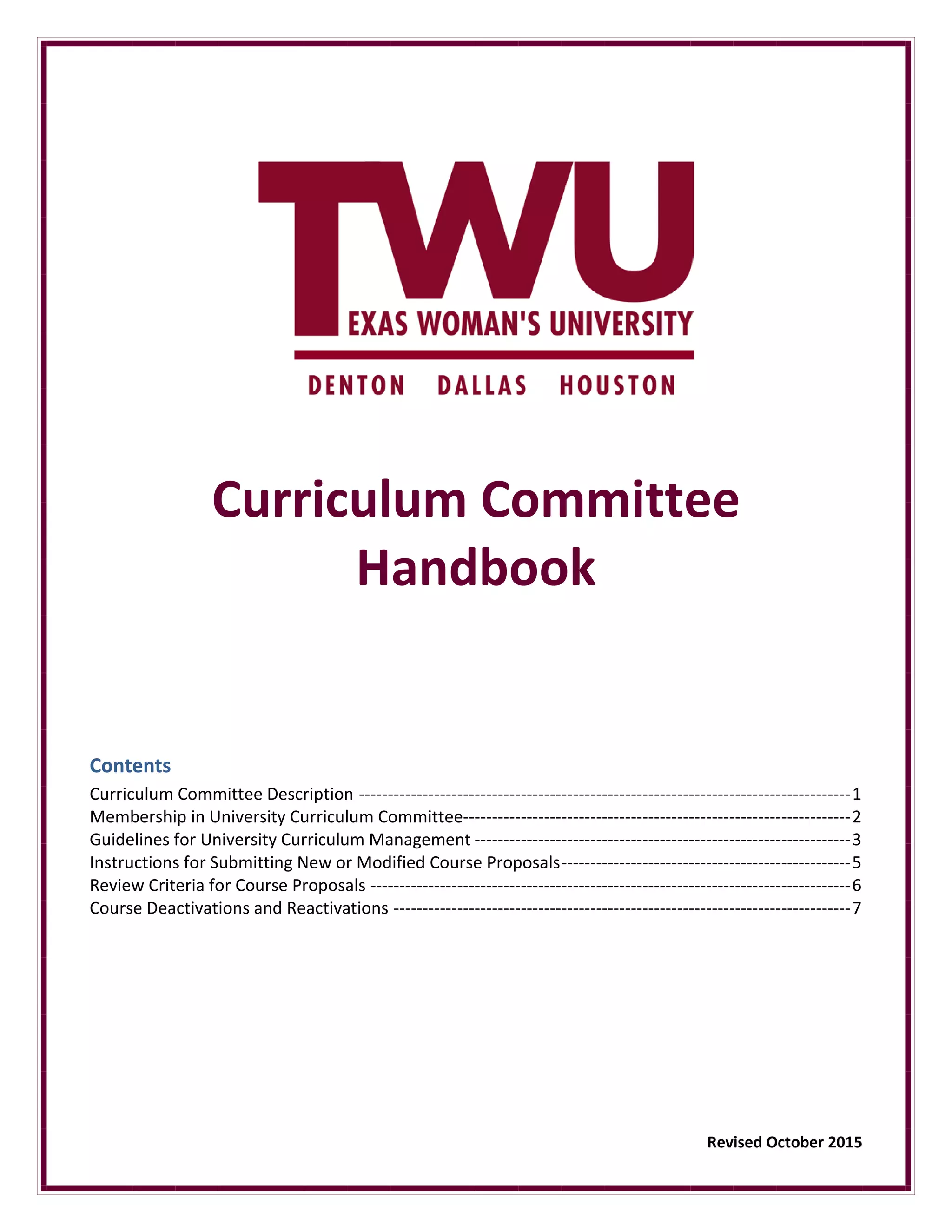 Curriculum committee handbook | PDF