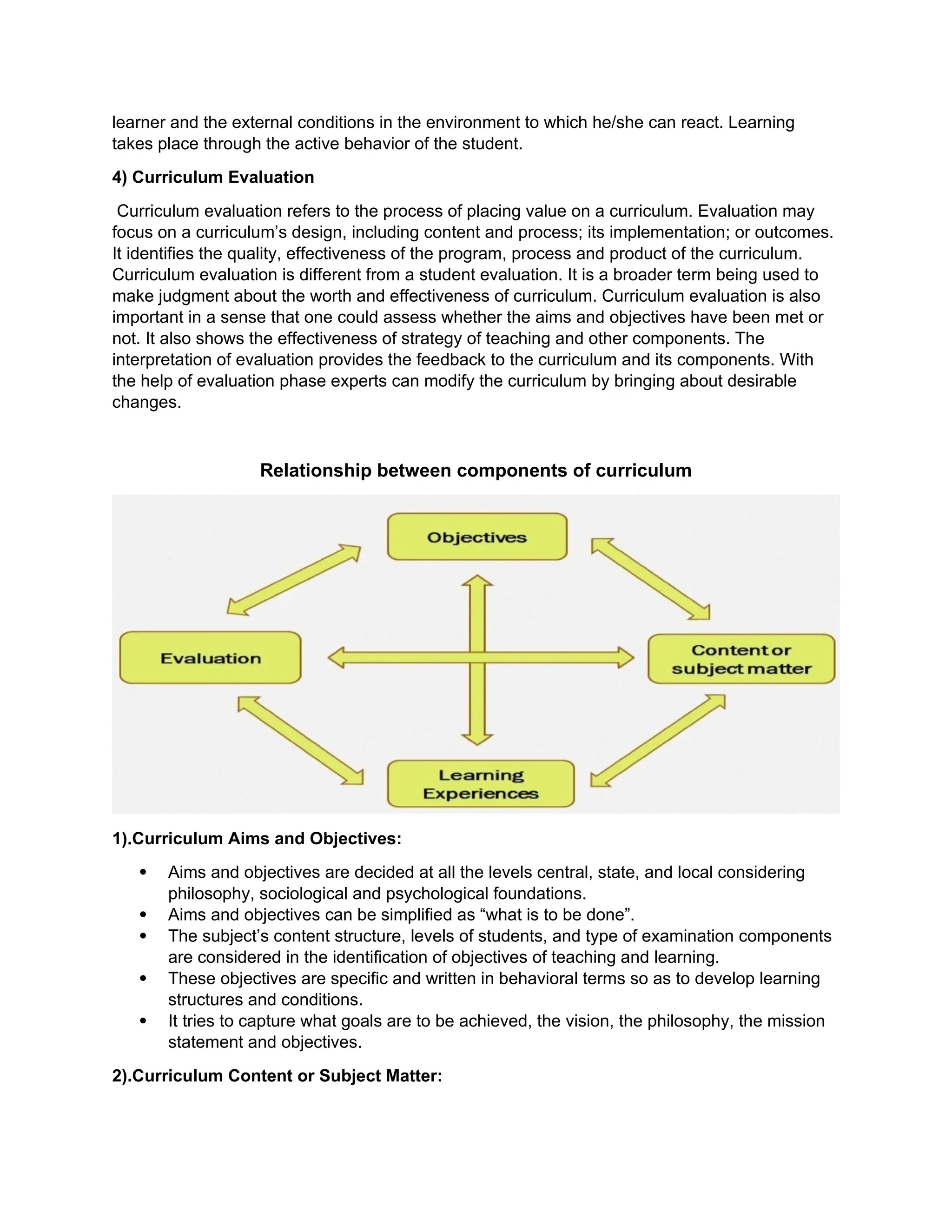 curriculum concept and explanation and its component | DOCX