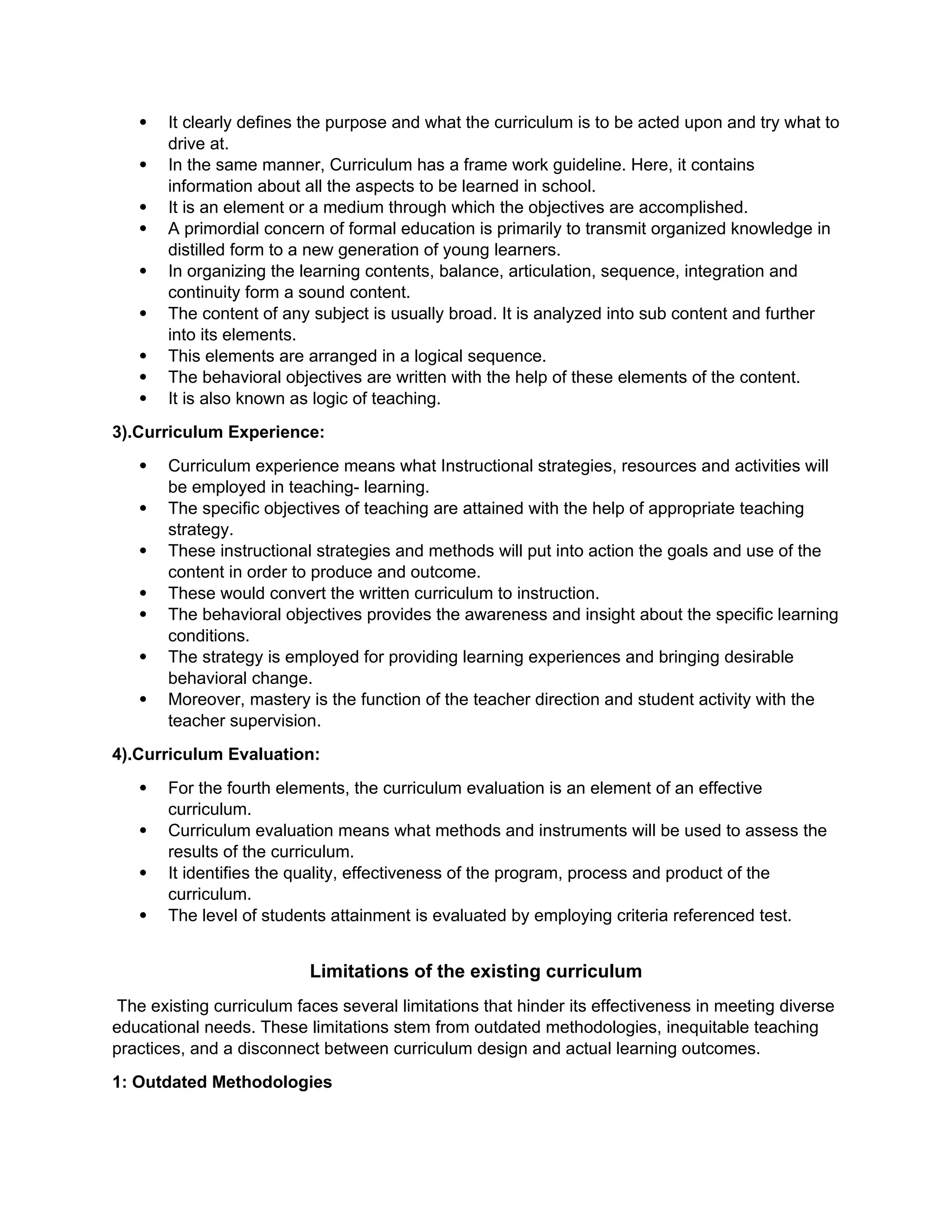 curriculum concept and explanation and its component | DOCX