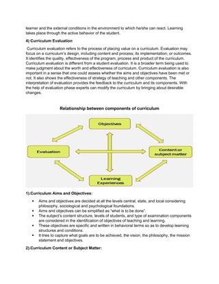 curriculum concept and explanation and its component | PDF