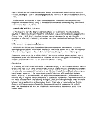 curriculum concept and explanation and its component | DOCX