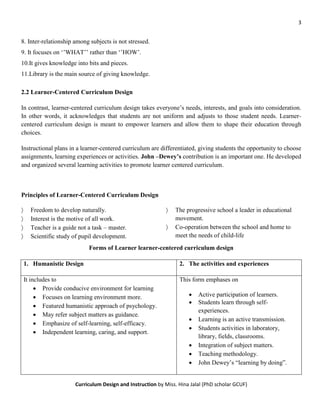 Designs of Curriculum | PDF