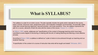 Curriculum design, curriculum and Syllabus | PPTX