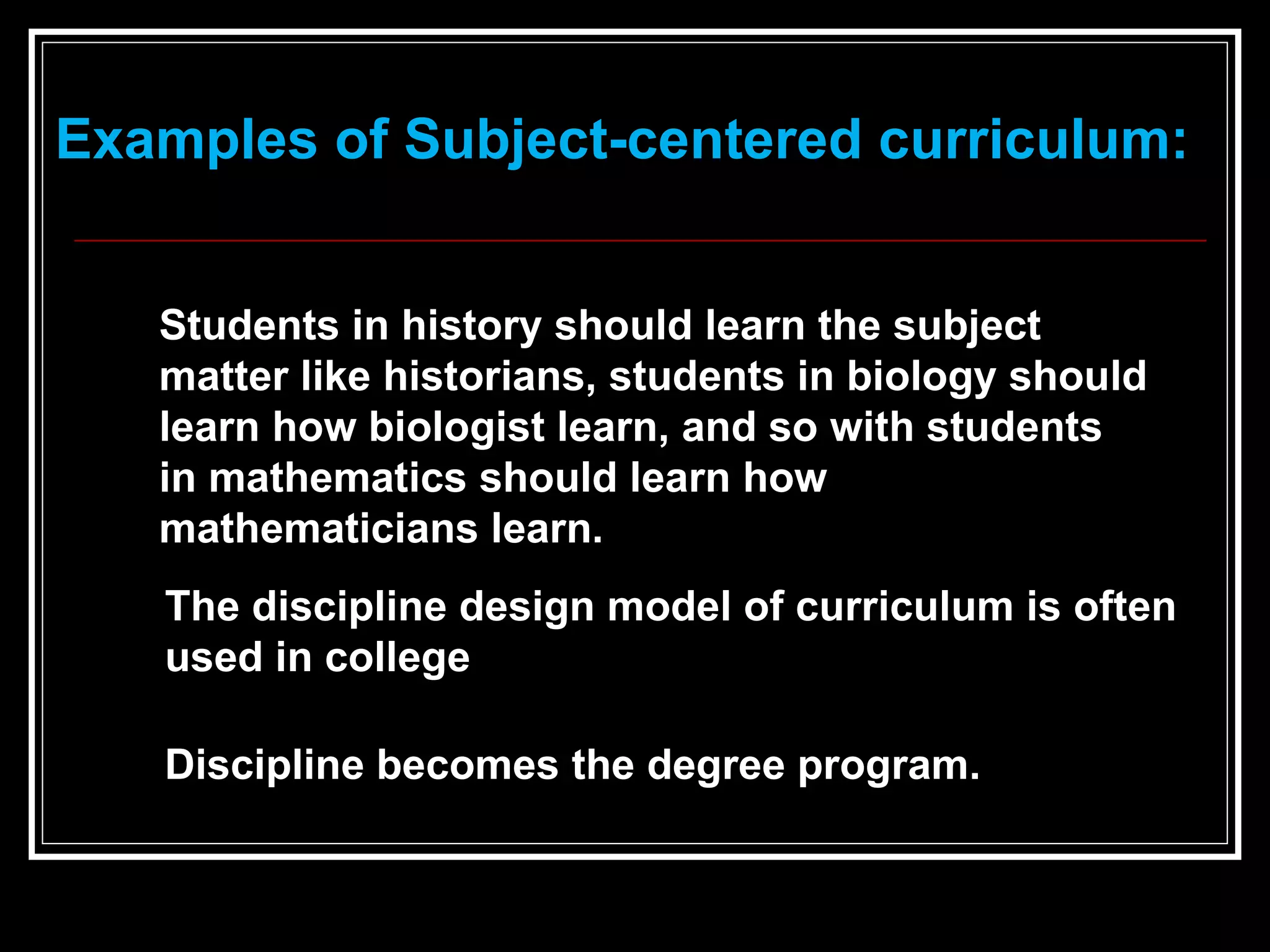 Curriculum design and models | PPT