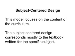 curriculum design and models | PDF