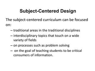 curriculum design and models | PDF