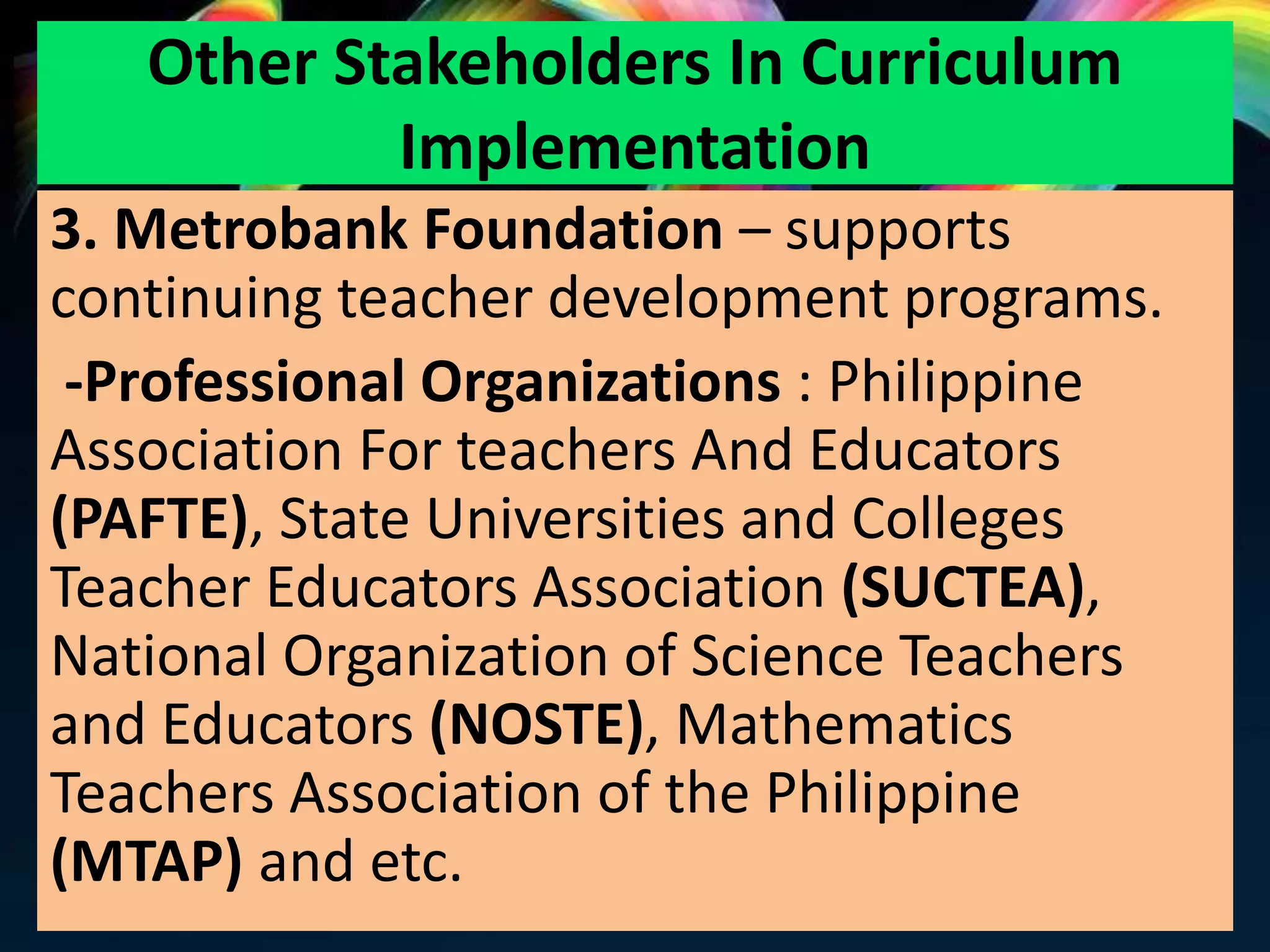 Lesson 4 : STAKEHOLDERS IN CURRICULUM IMPLEMENTATION | PPTX