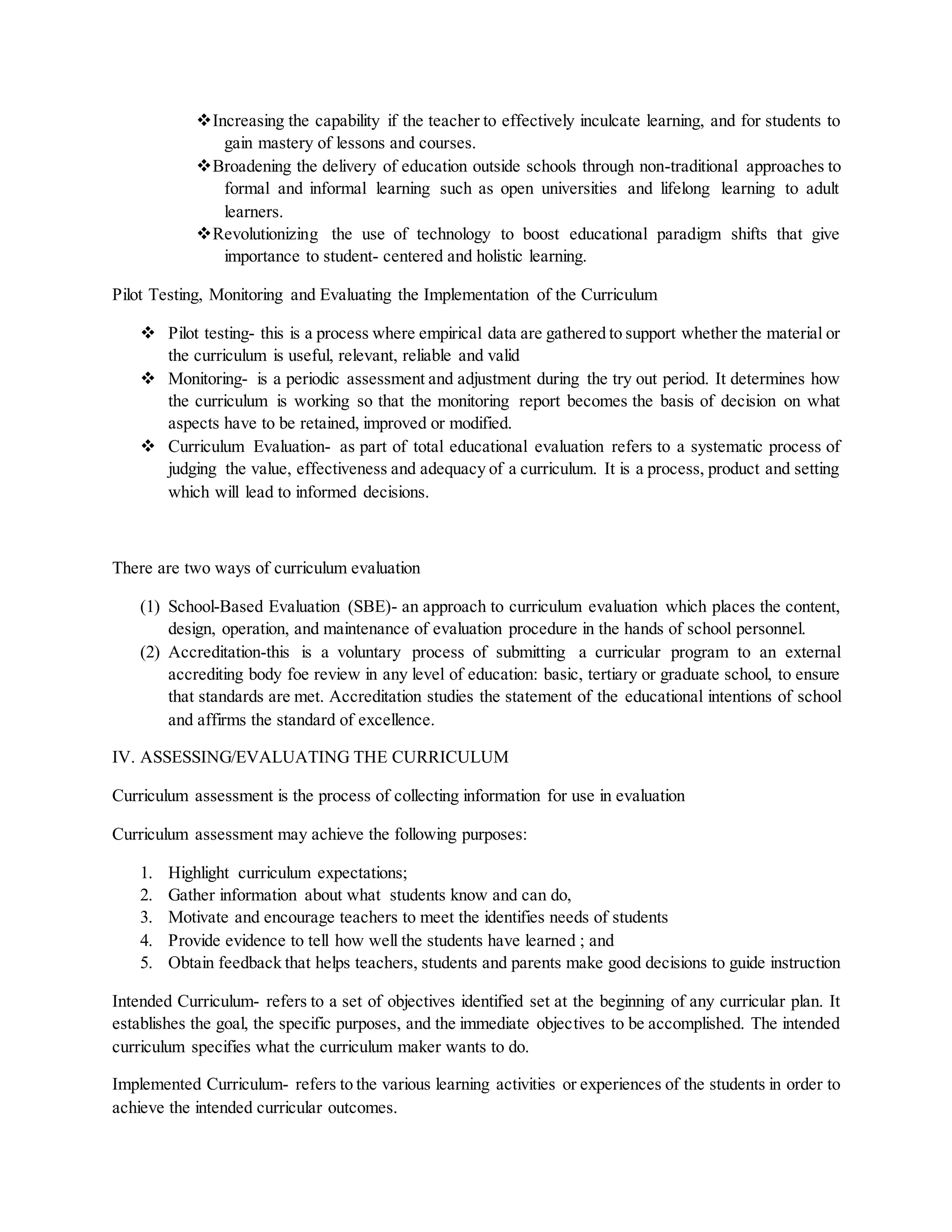 Curriculum development | DOCX