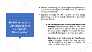 Sociological Dimensions in Curriculum Development | PPTX