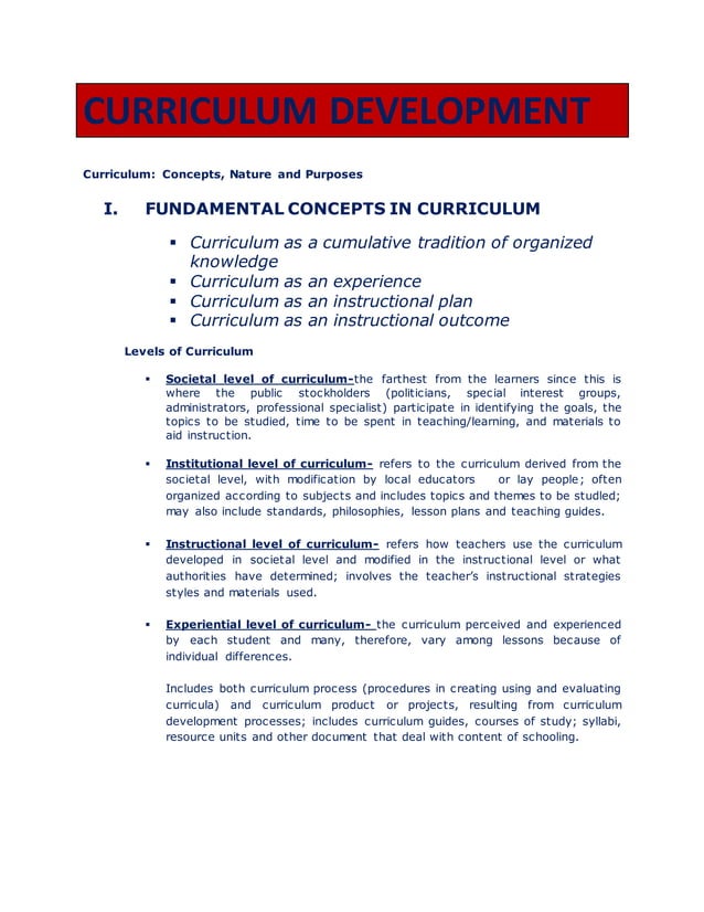 Curriculum development fundamental_conce | DOCX | Primary Education ...