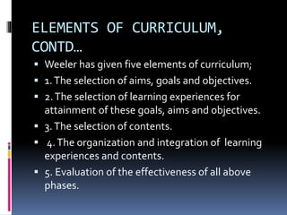Elements Of Curriculum Development | PPTX