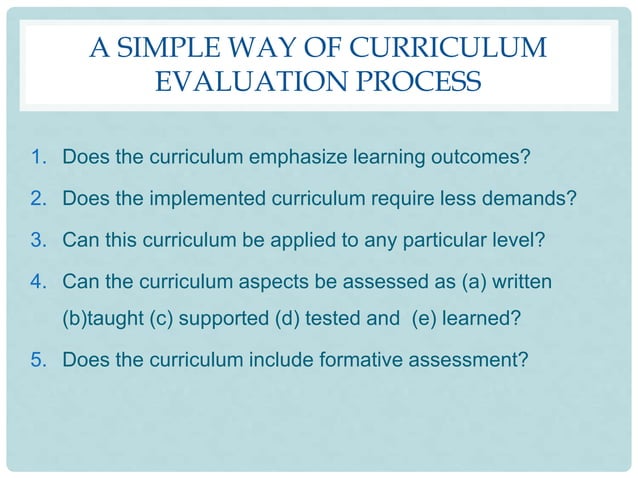 Chapter 4: Evaluating the curriculum | PPTX