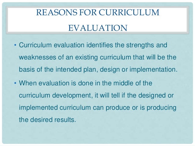 Chapter 4: Evaluating the curriculum