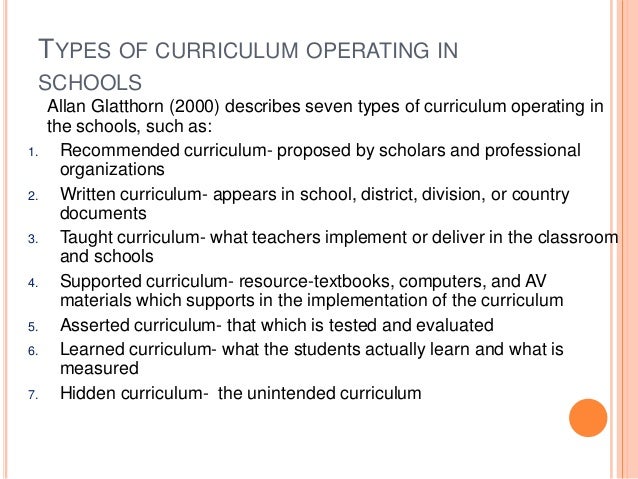 Types Of Curriculum Operating In Schools - mfacourses476.web.fc2.com