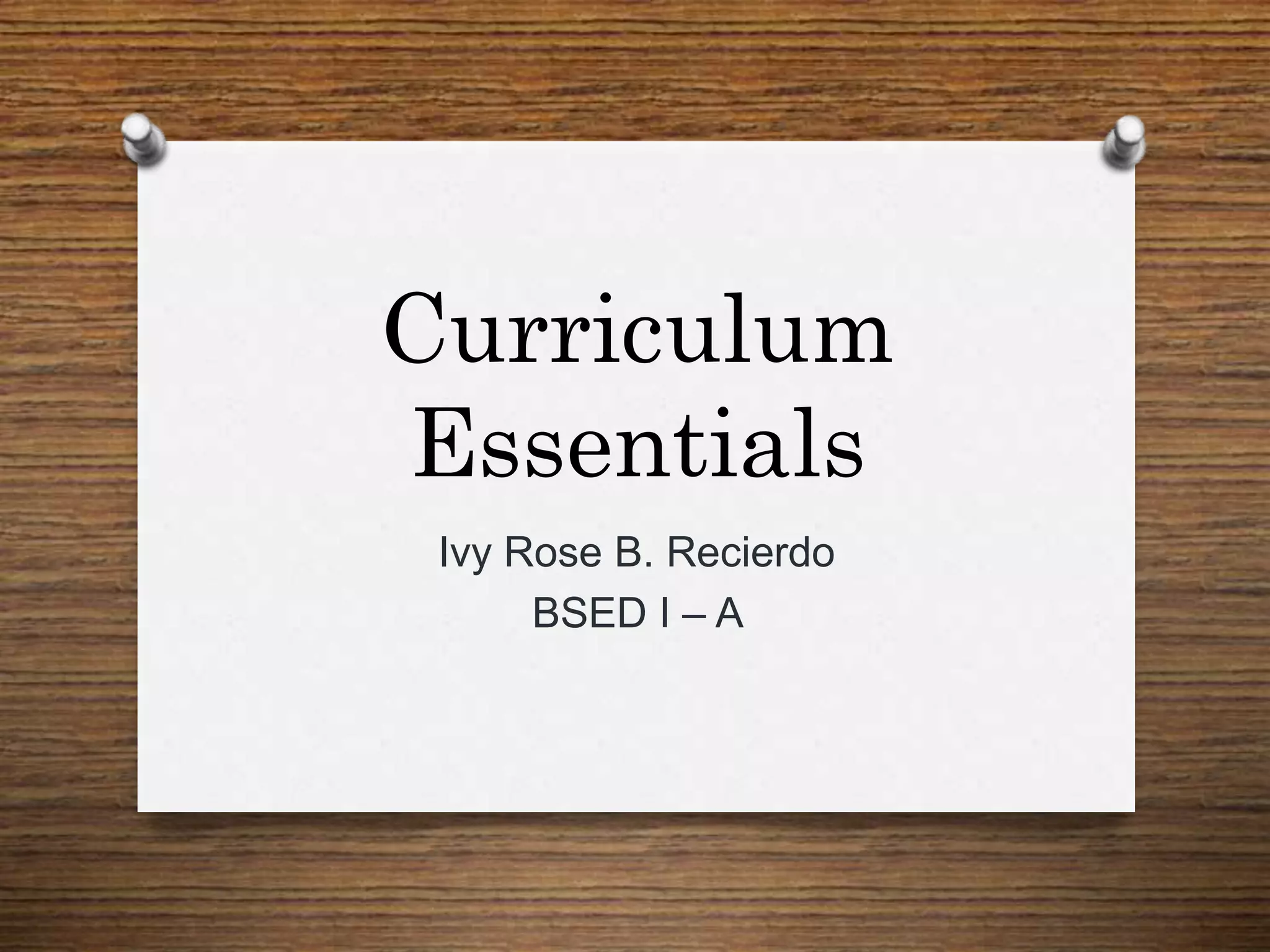 Curriculum Essentials | PPTX
