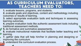 Comprehensive Curriculum Evaluation: Models, Processes, and Teacher ...