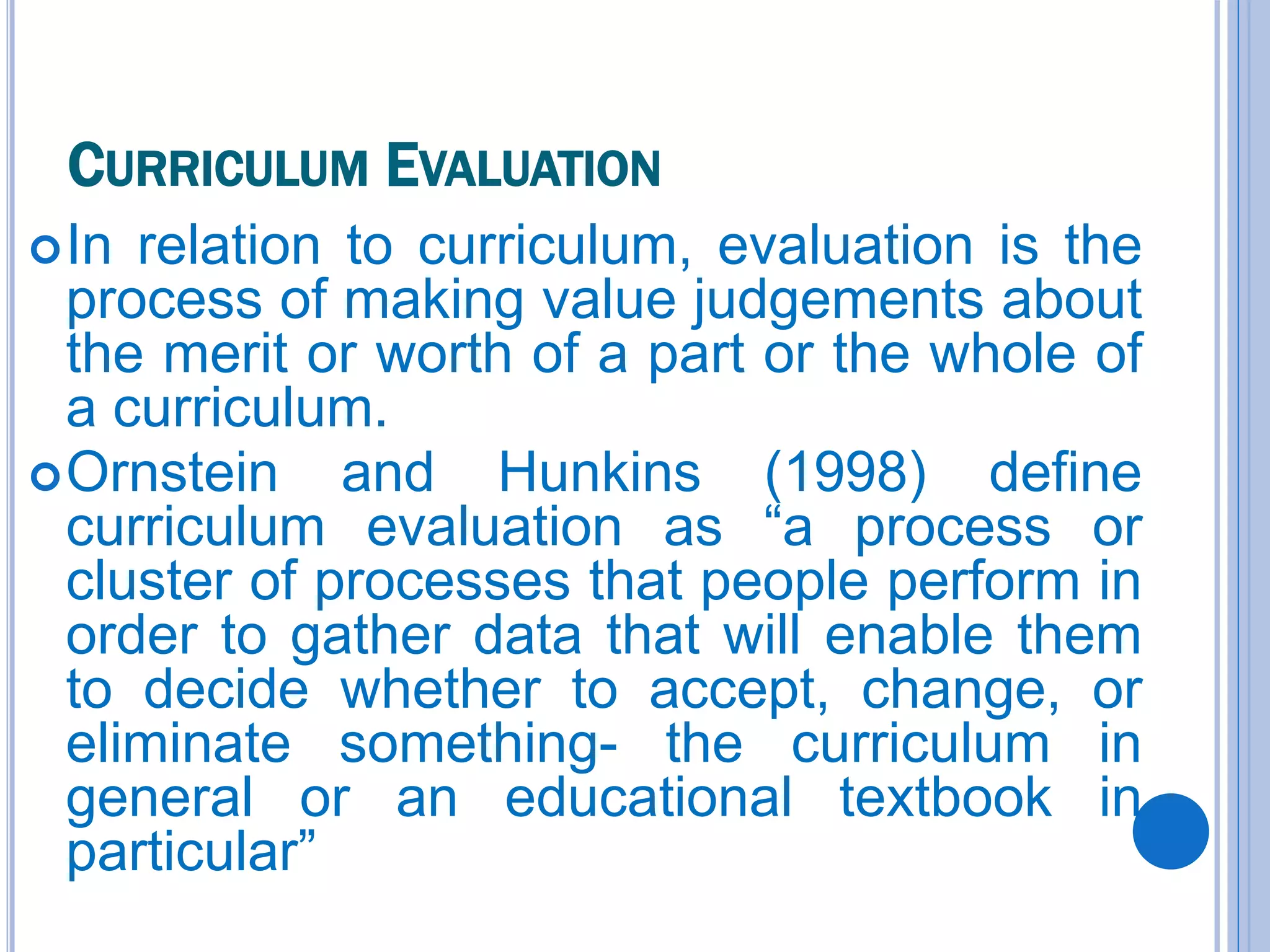 Curriculum evaluation lecture 3 | PPTX