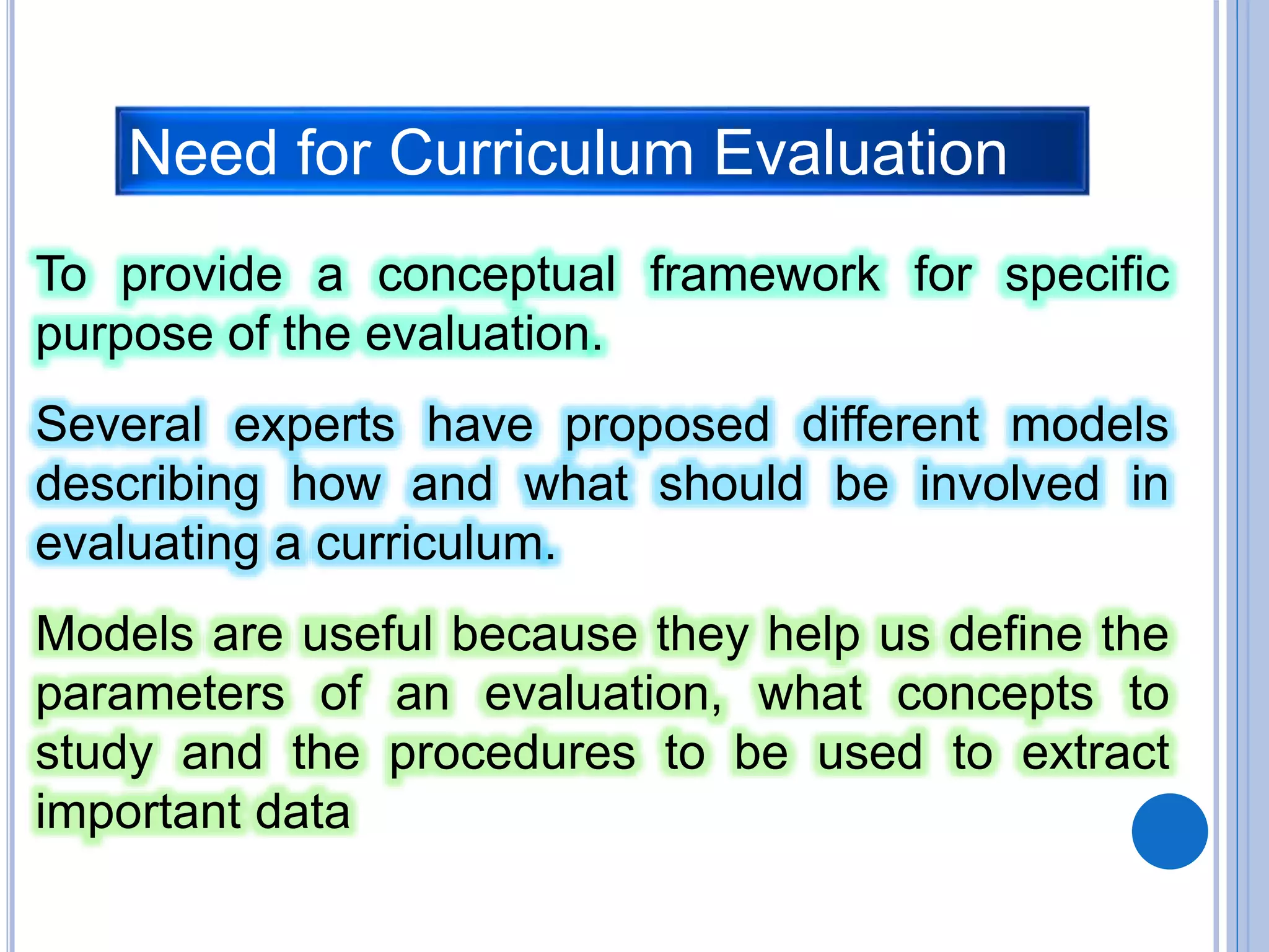 Curriculum evaluation lecture 3 | PPTX