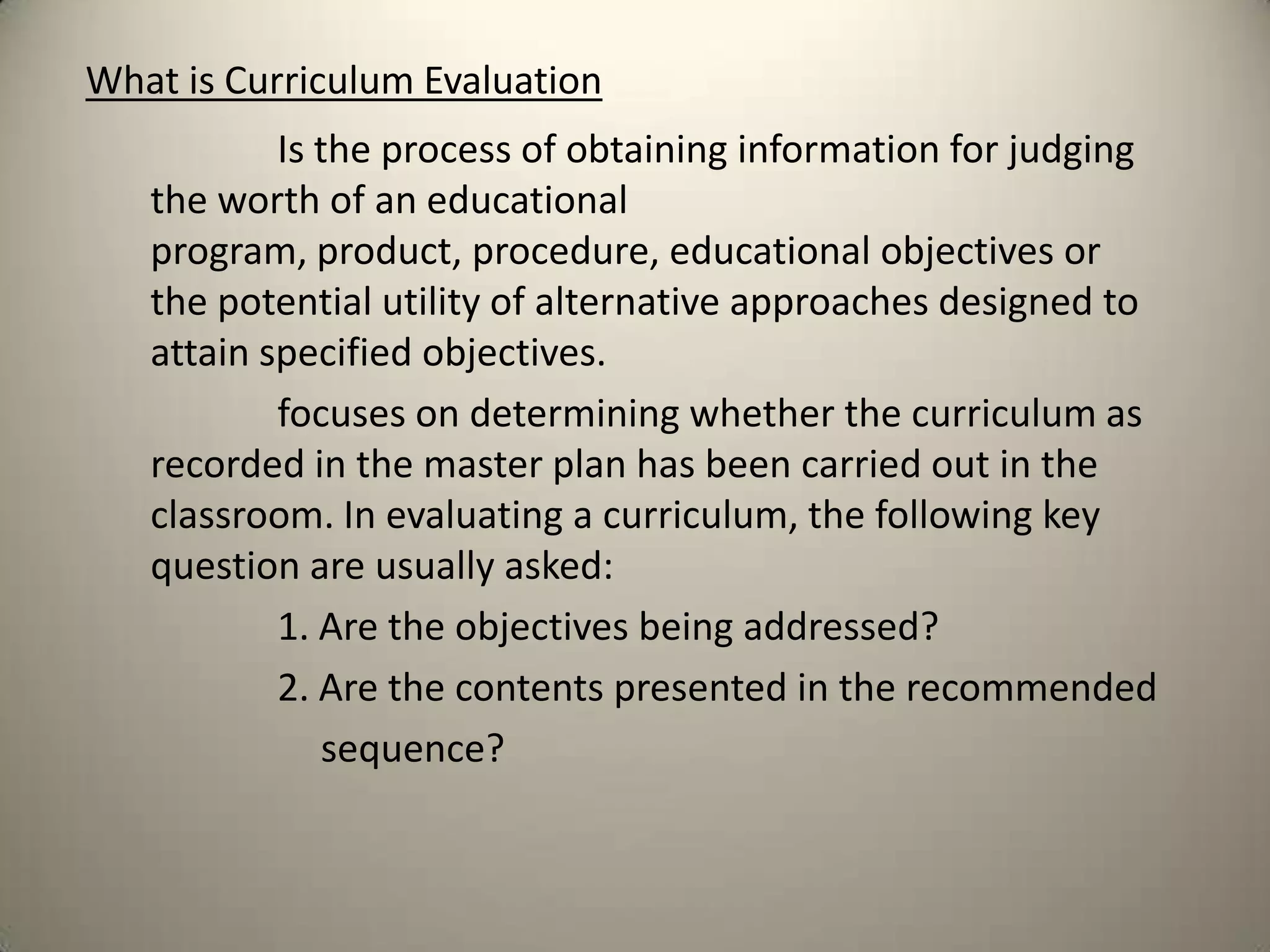 Curriculum evaluation (2) | PPTX