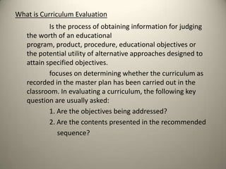 Curriculum evaluation (2) | PPT