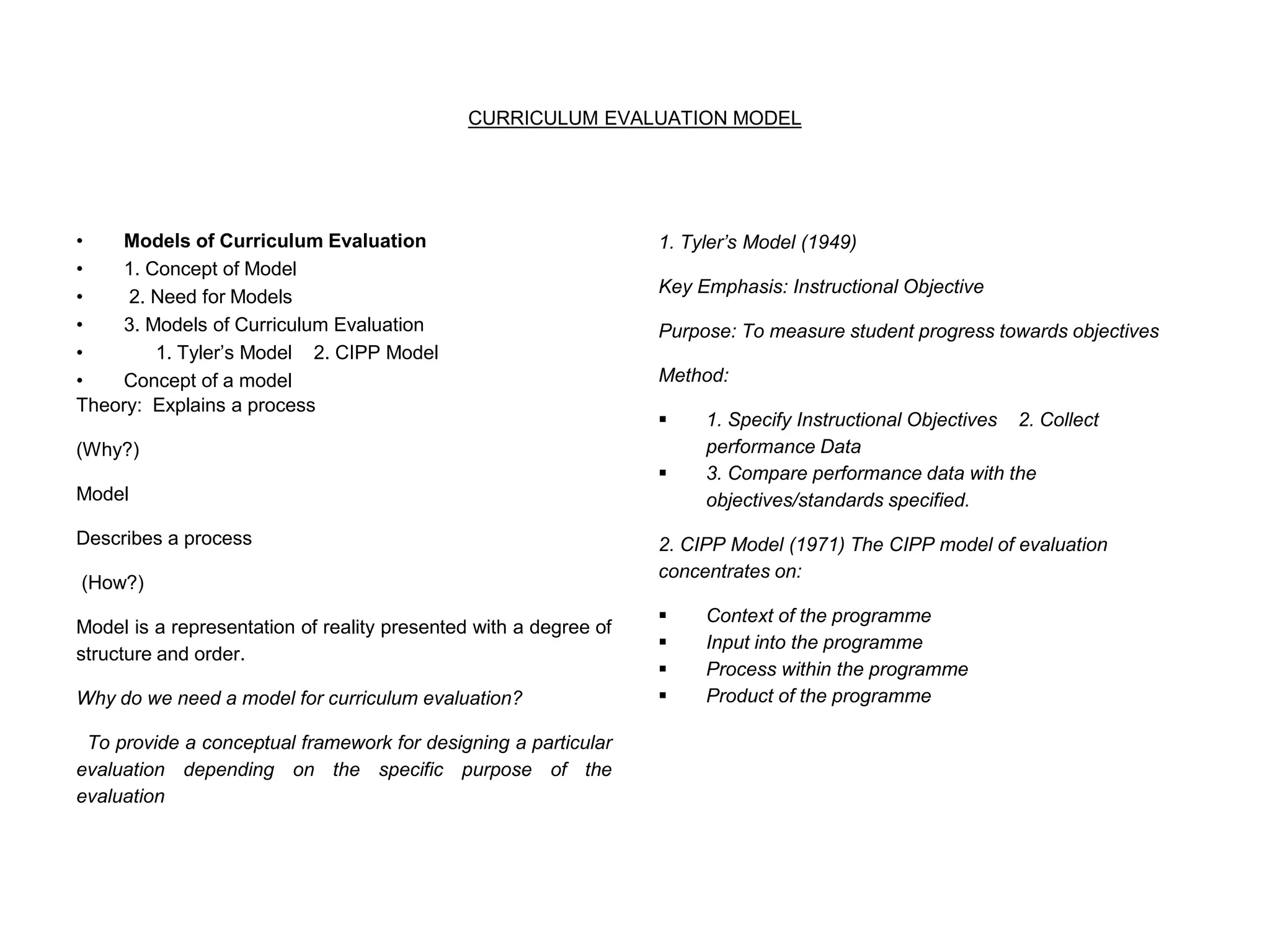 Curriculum evaluation models | PPTX