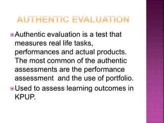 Curriculum evaluation through learning assessment | PPTX