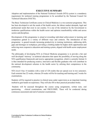 Curriculum for technician certificate in clinical medicine nta level 4 ...