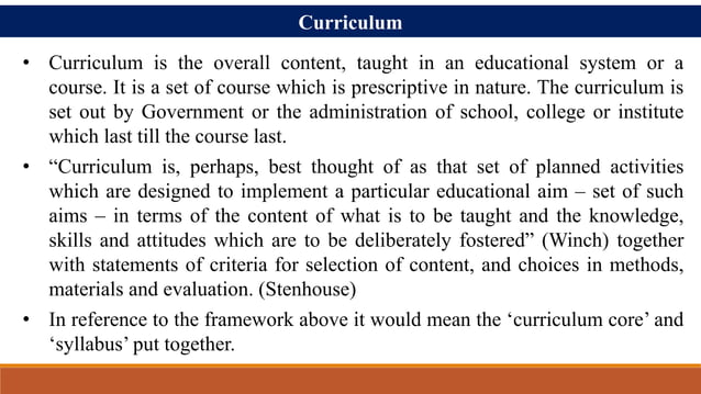 Curriculum Framework, Curriculum and Syllabus | PPTX | Educational ...