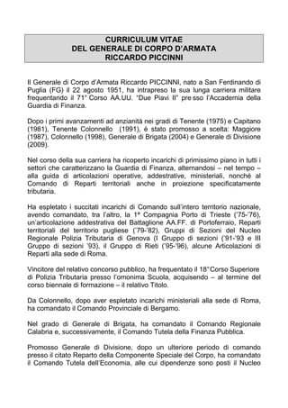 Curriculum gen. c.a. piccinni | PDF