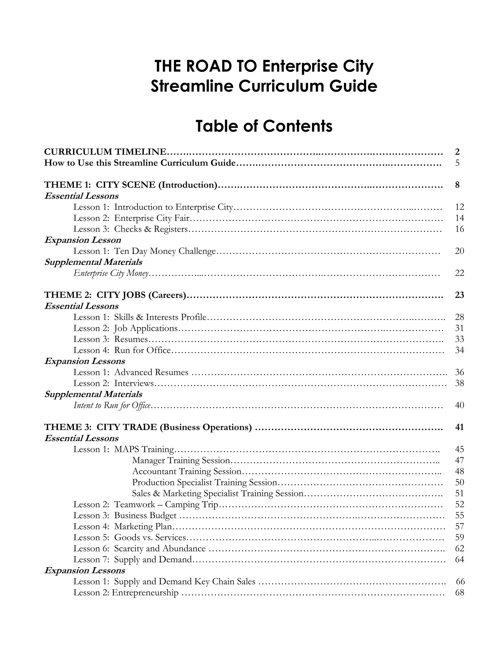 Enterprise City Curriculum Guide | PDF