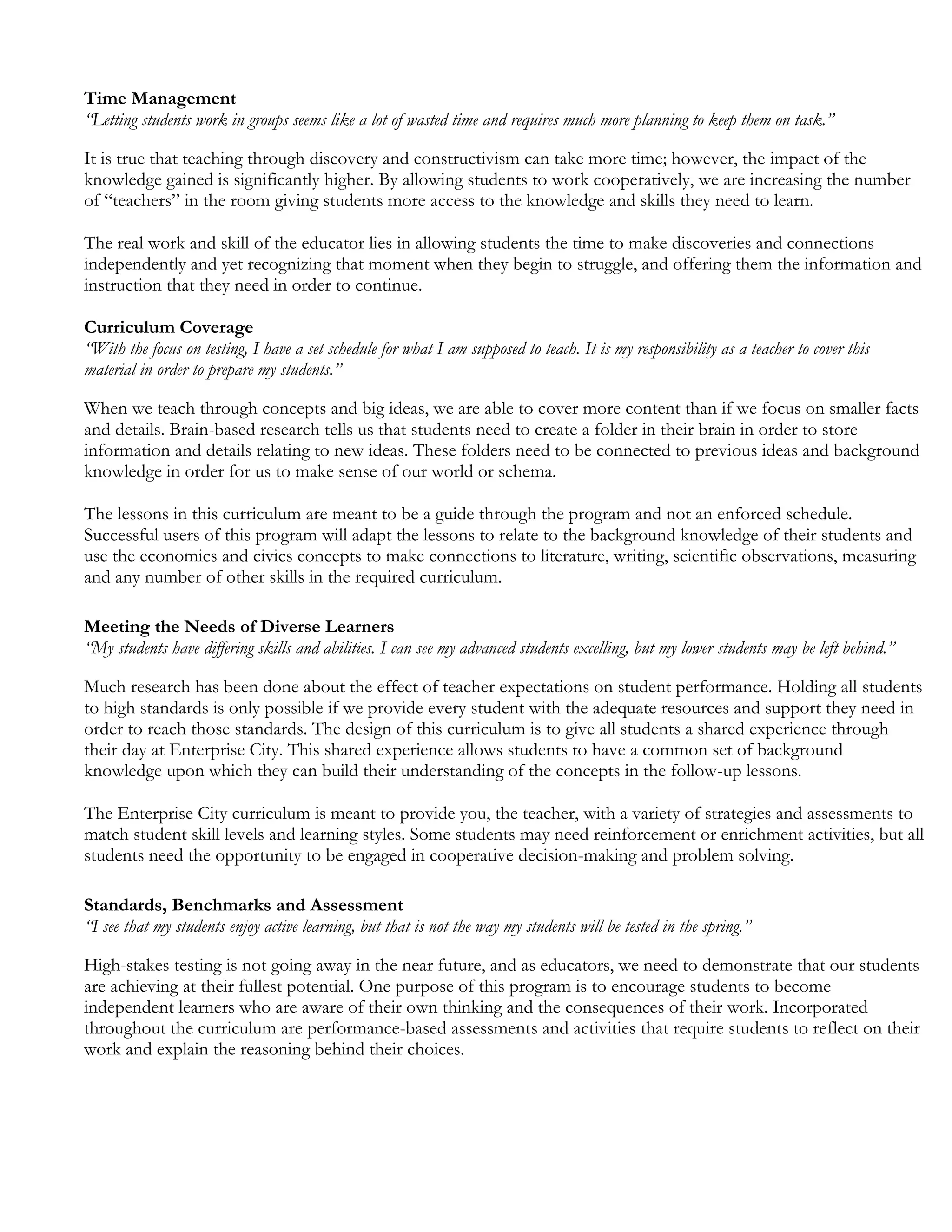 Enterprise City Curriculum Guide | PDF