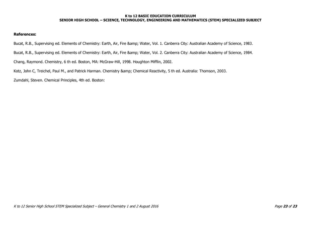 K to 12 SENIOR HIGH SCHOOL (STEM) Curriculum Guide in General Chemistry ...
