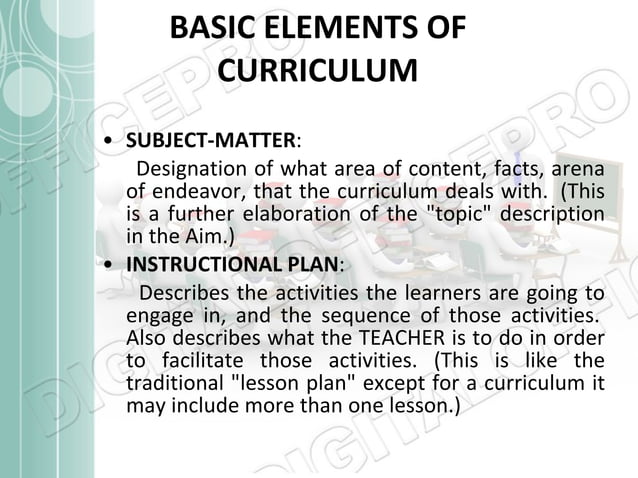 Curriculum, history and elements of curriculum | PPT