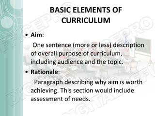 Curriculum, history and elements of curriculum | PPT