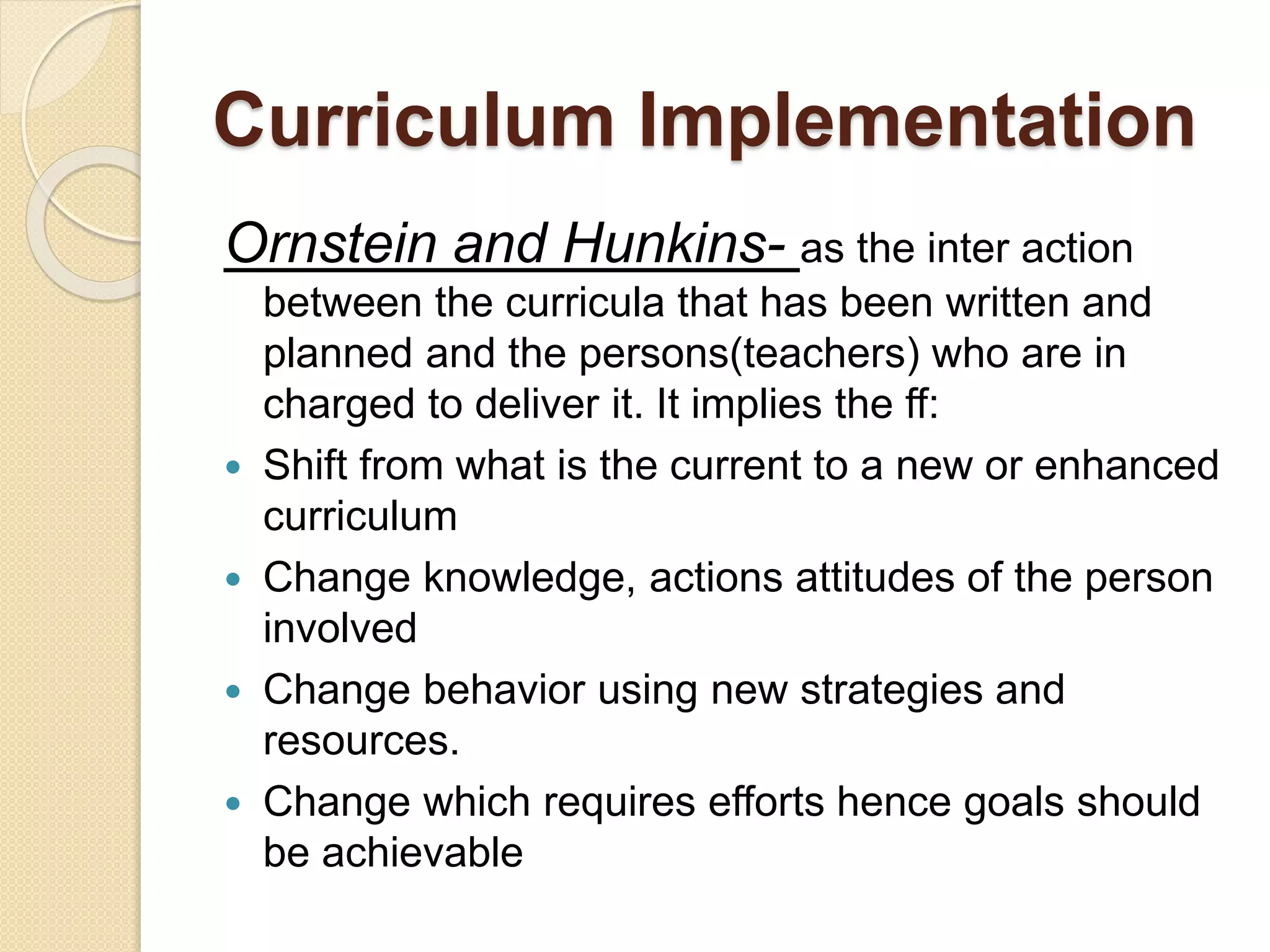 Curriculum implementation | PPTX
