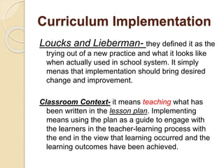 Curriculum implementation | PPTX